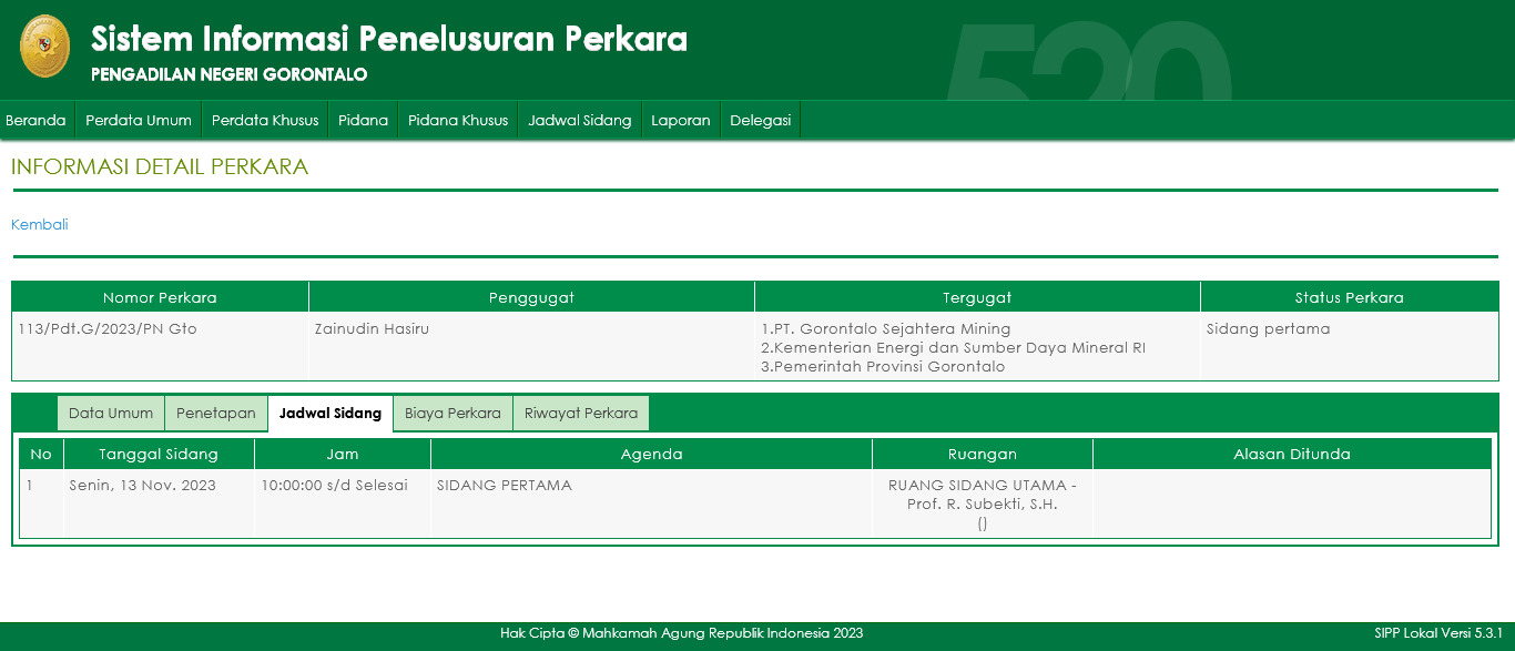 Legalitas KK PT GSM Digugat, Sidang Perdana Digelar 13 November 2023 ...