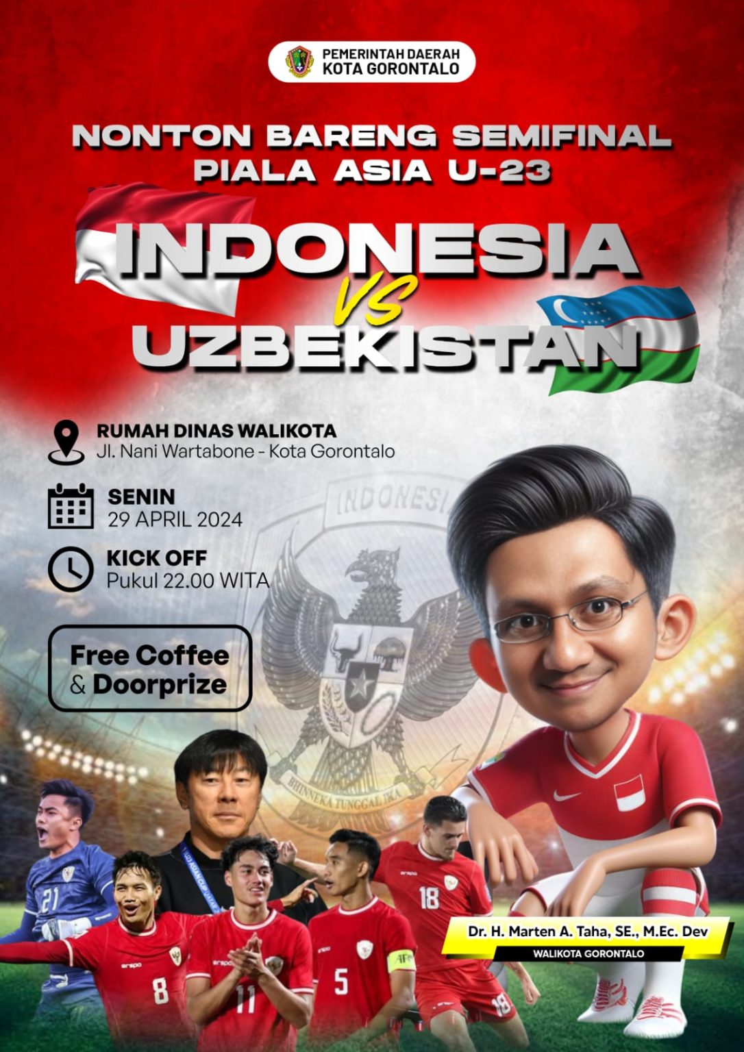 Dukung Timnas Indonesia, Wali Kota Gorontalo Gelar Nobar Semi Final AFC ...